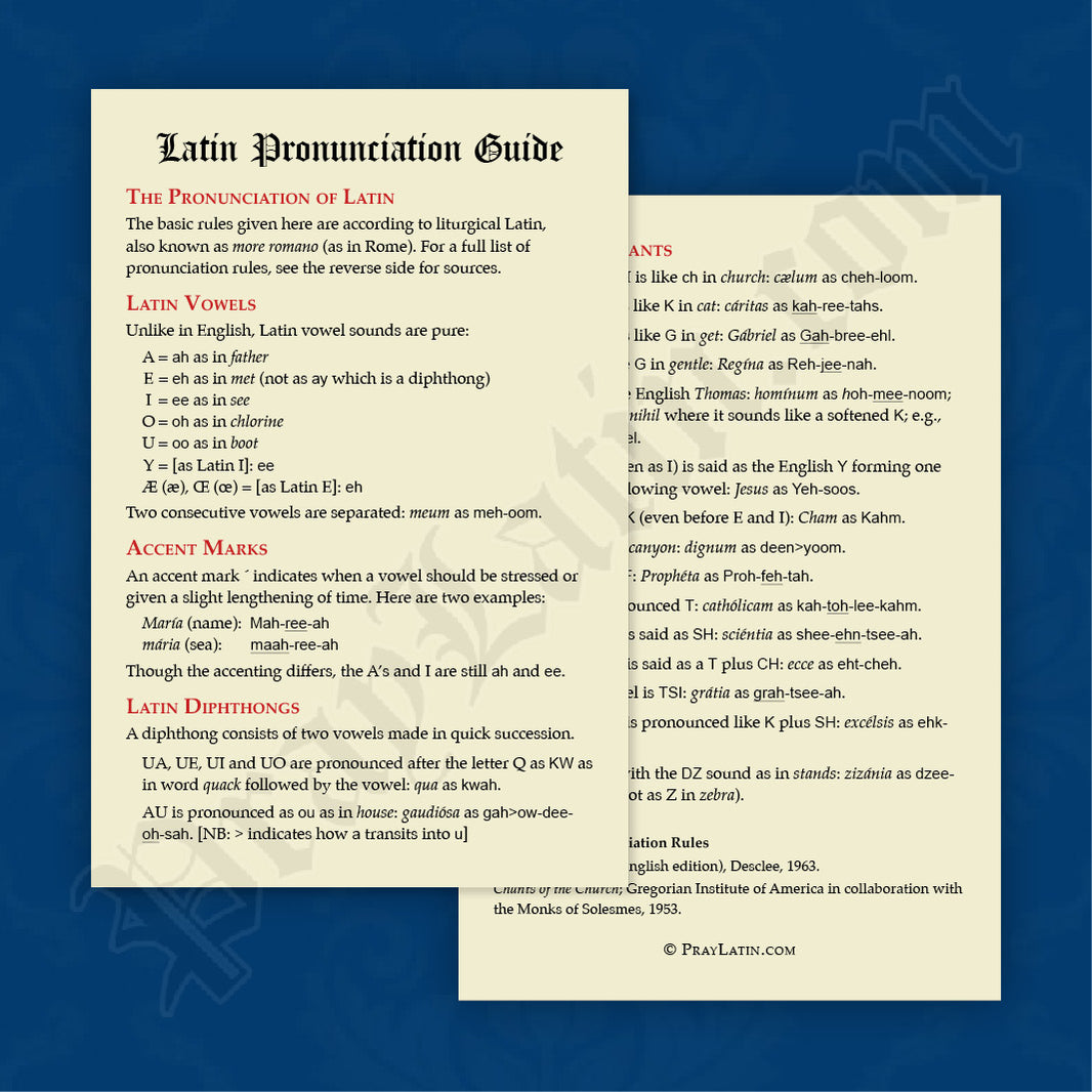 Latin Prayer Cards with Pronunciation Guides – PrayLatin.com LLC
